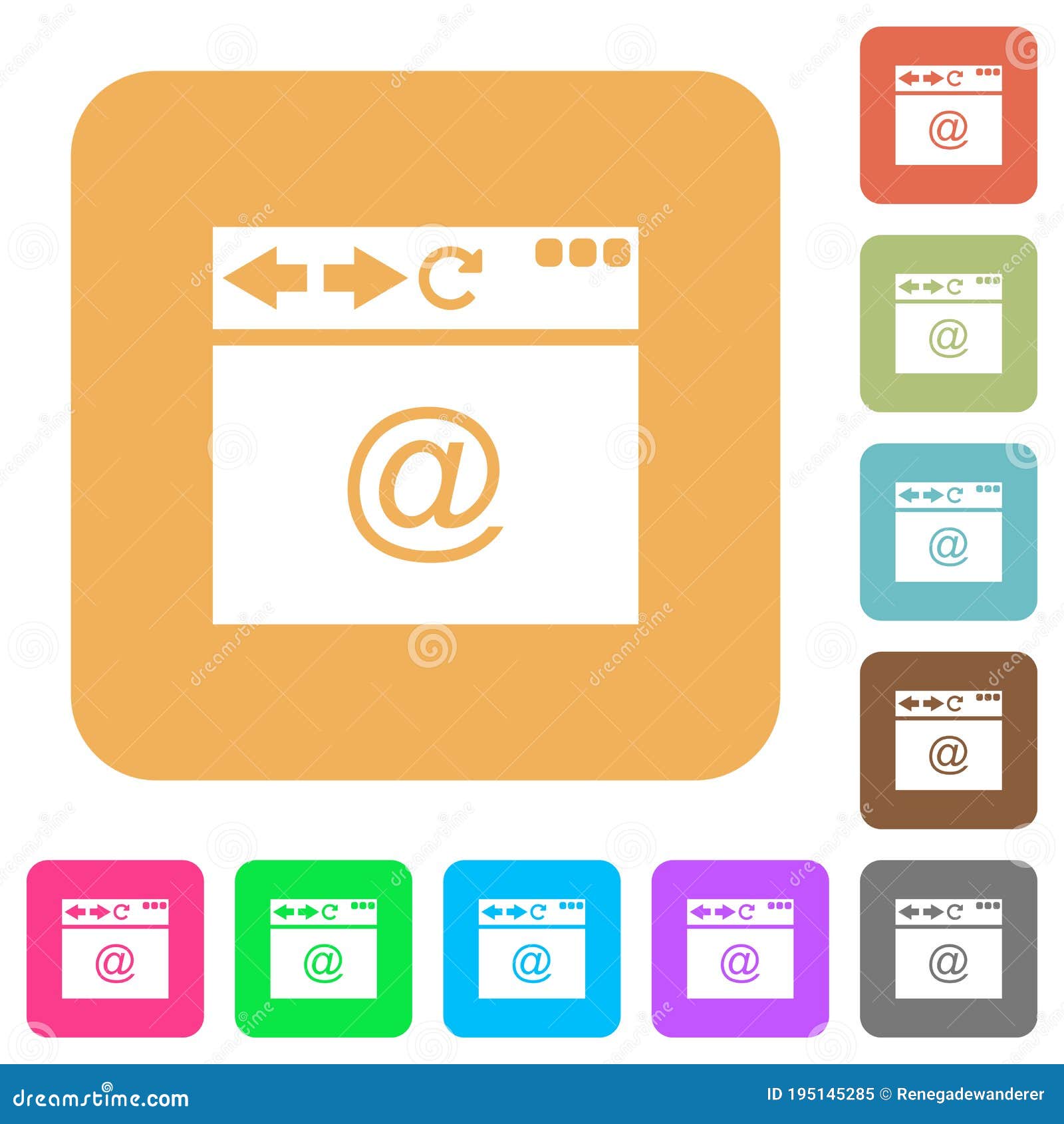 Browser Email Rounded Square Flat Icons Stock Vector - Illustration of ...