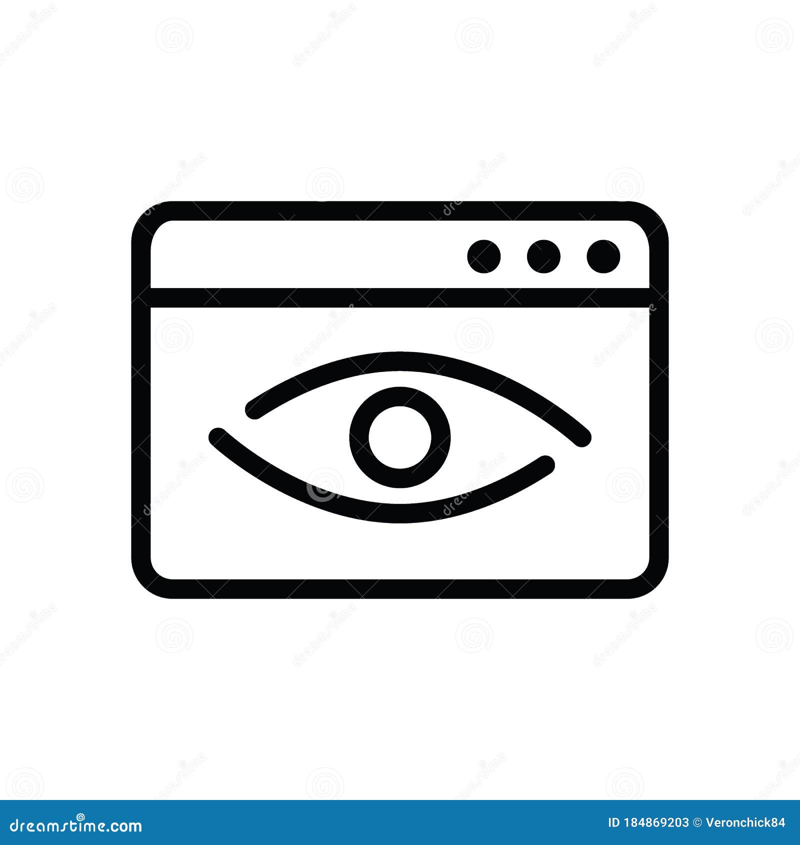 Browser and Eye Icon, View Browser Icon Black Vector Stock Vector ...
