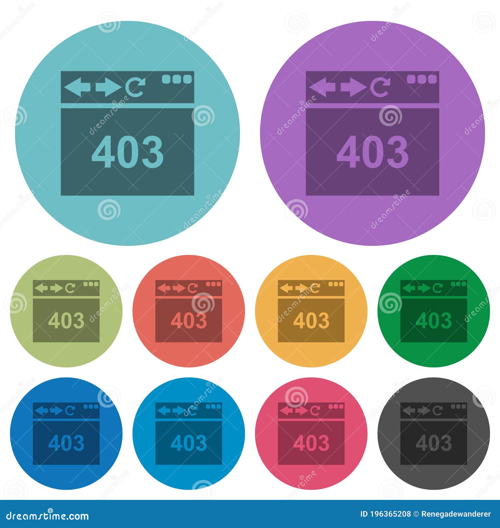 Browser 403 Forbidden Color Darker Flat Icons Stock Vector ...