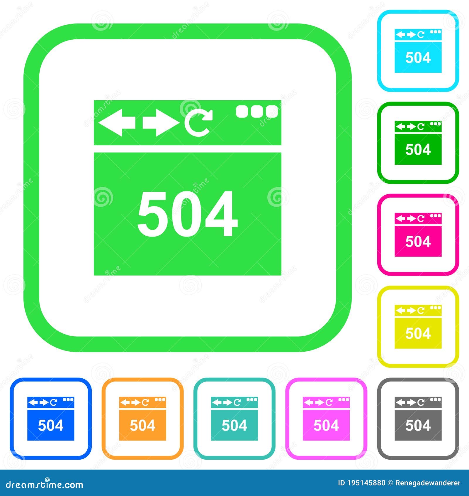 Browser 504 Gateway Timeout Vivid Colored Flat Icons Stock Vector ...