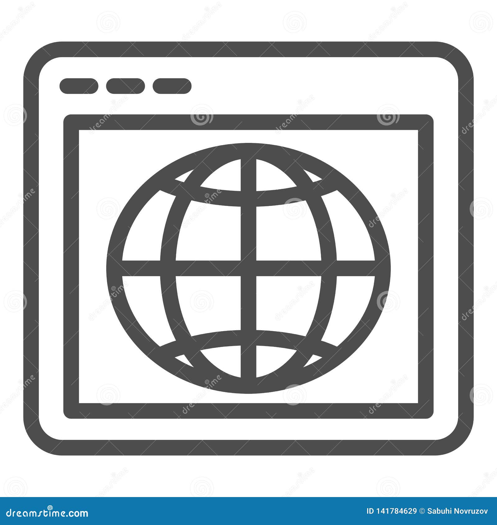 Browser with Globe Line Icon. Web Page with Planet Vector Illustration ...