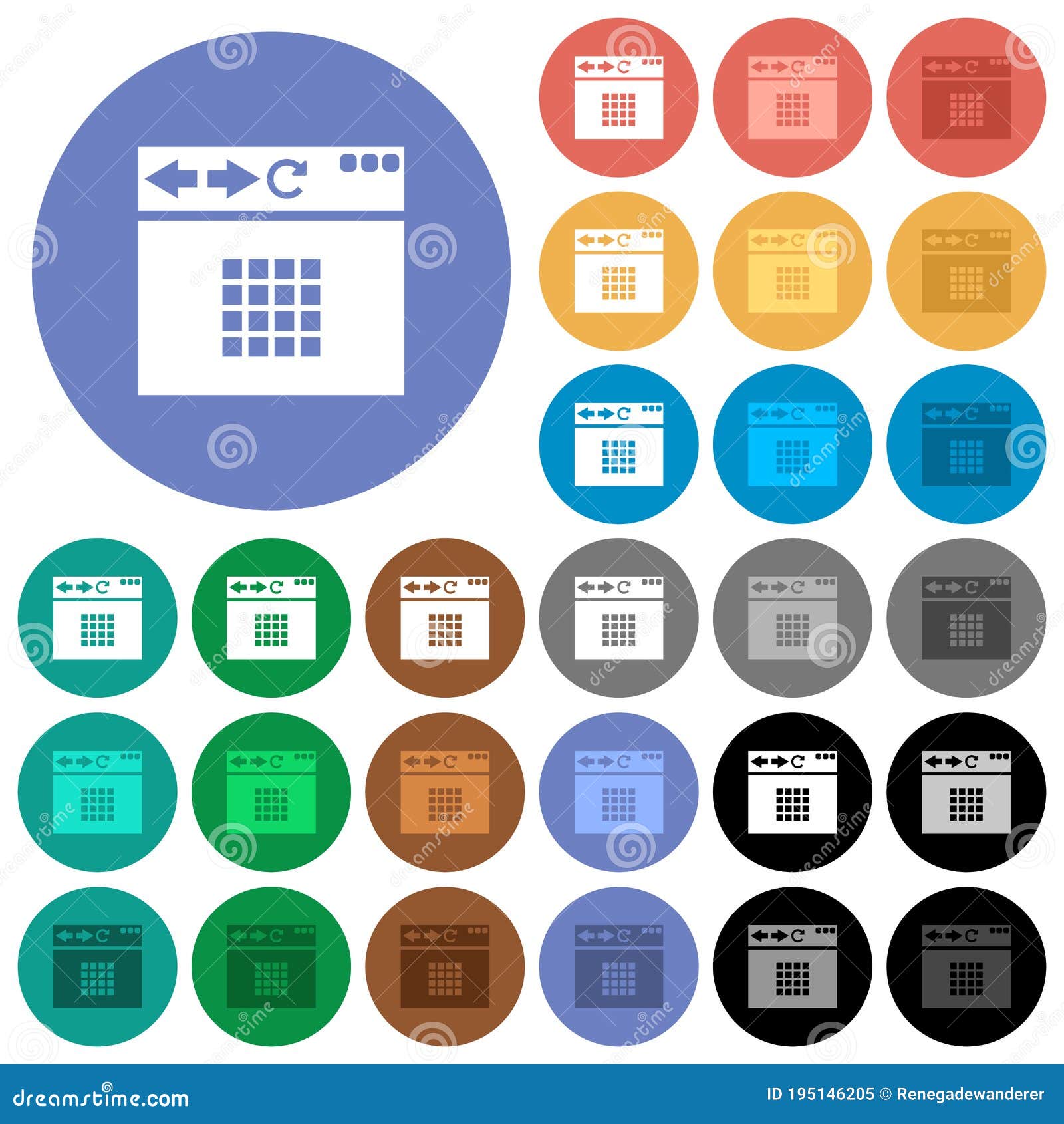 Browser Homescreen Engraved Icons On Edged Square Buttons Cartoon ...