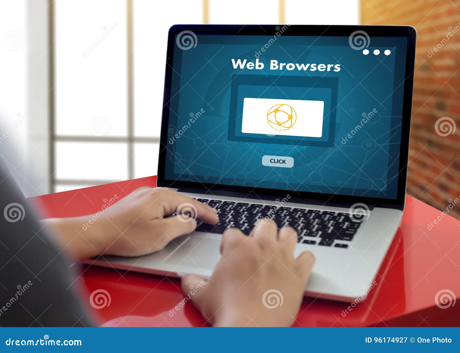 Browser Http Man Use Computer Web Browsers Online Networking Con Stock ...