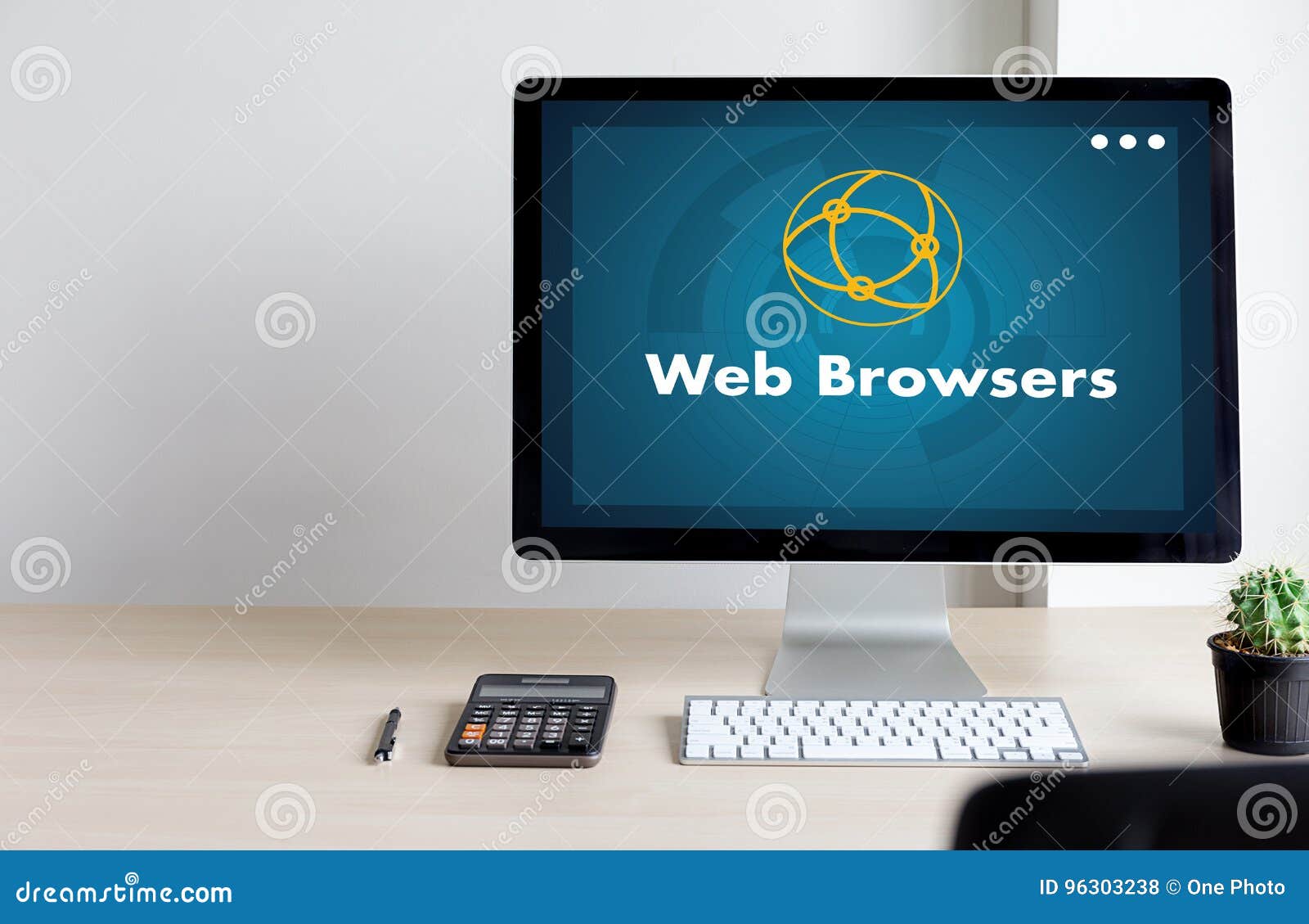 Browser Http Man Use Computer Web Browsers Online Networking Con Stock ...
