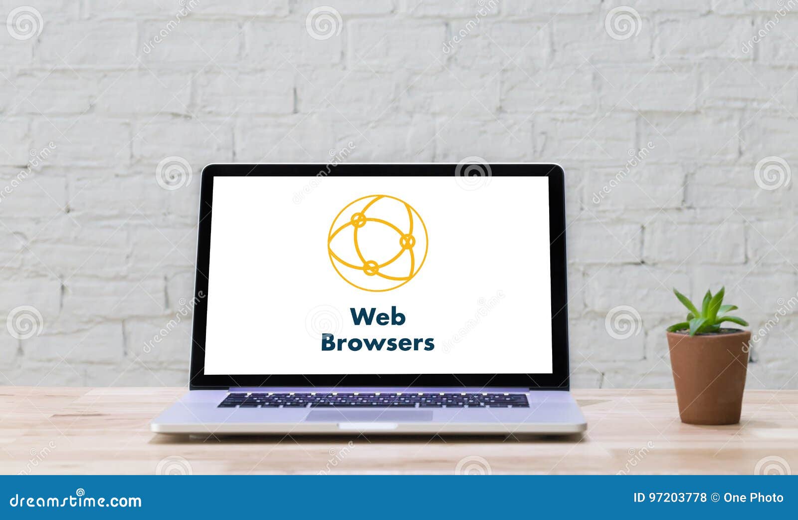 Browser Http Man Use Computer Web Browsers Online Networking Con Stock ...