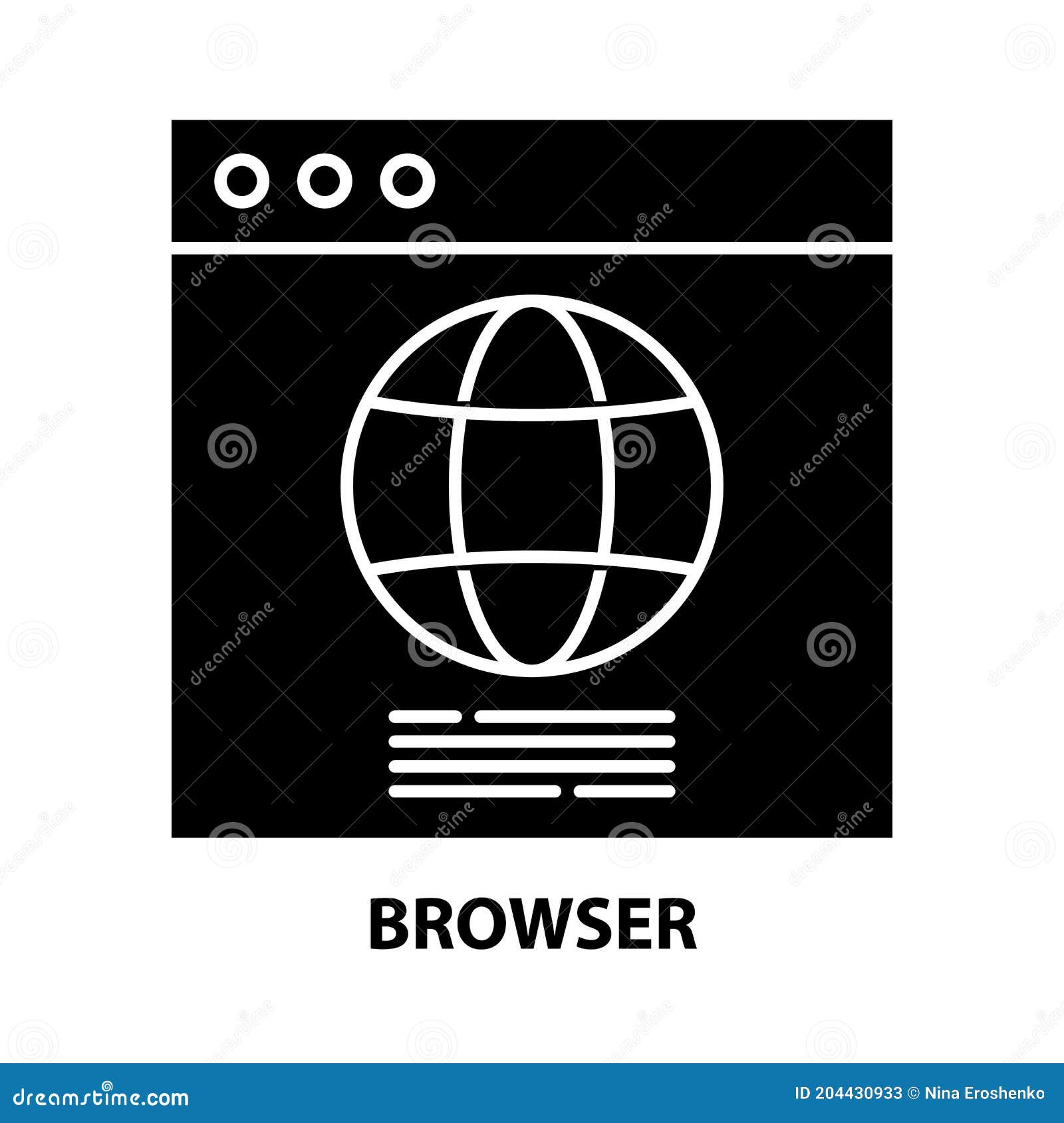 Browser Icon, Black Vector Sign with Editable Strokes, Concept ...