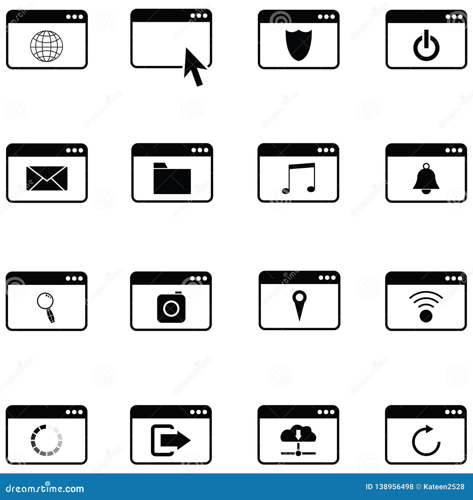 Browser icon set stock vector. Illustration of black - 138956498
