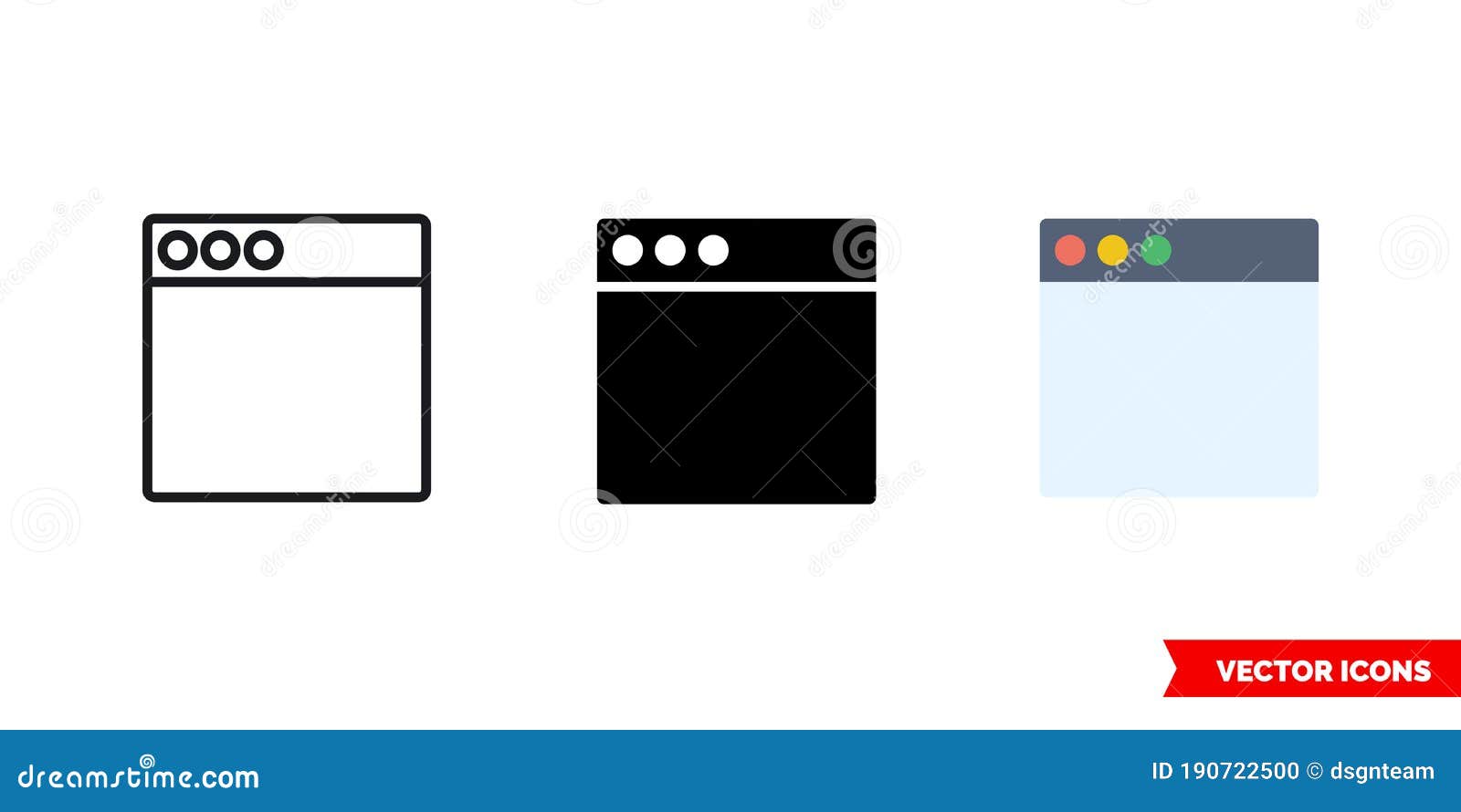 Browser Icon of 3 Types. Isolated Vector Sign Symbol. Stock Vector ...