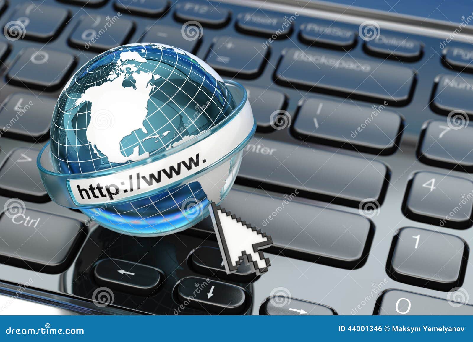 Browser. Internet Concept.. Earth on Laptop Keyboard Stock Illustration ...