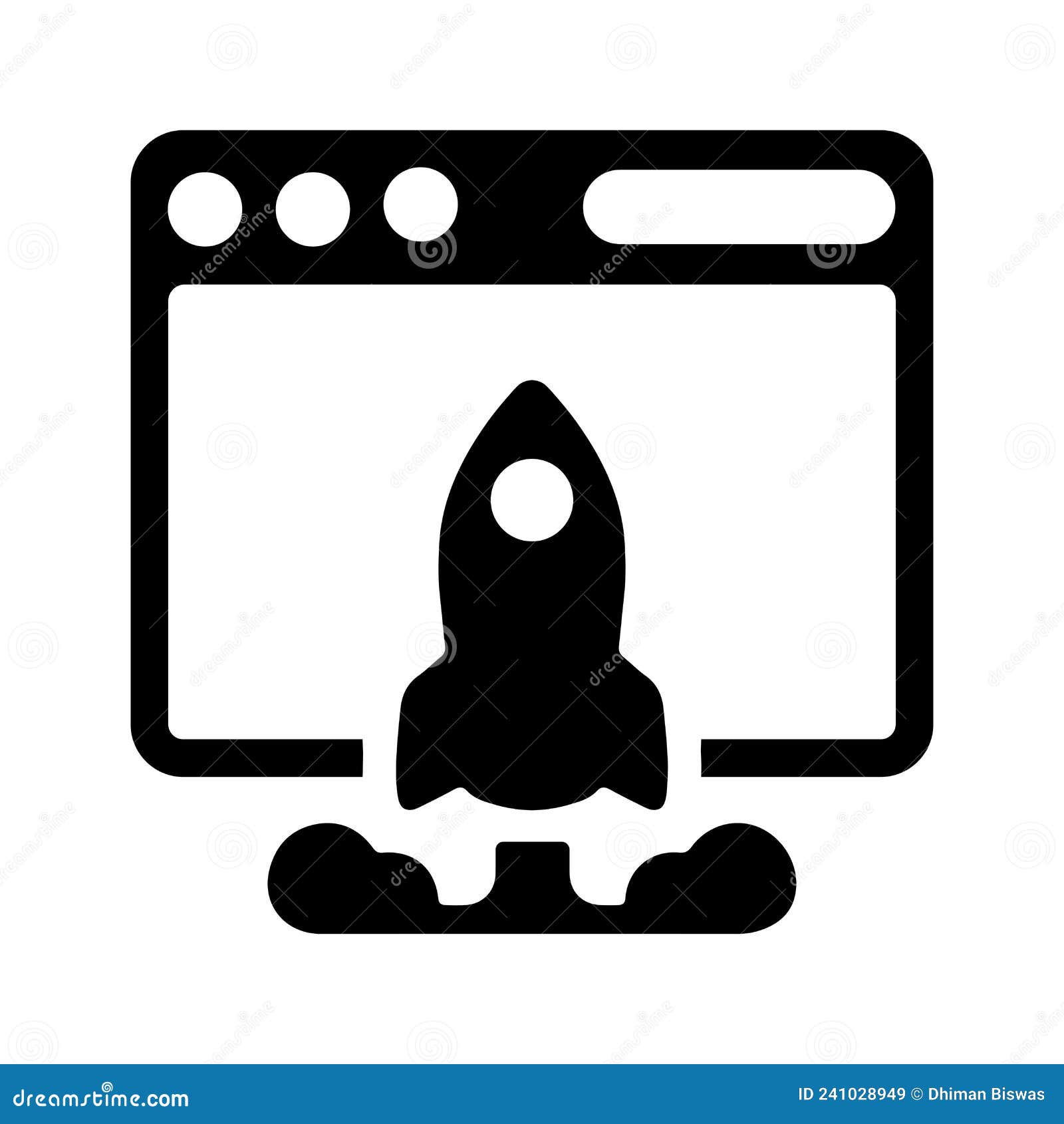 Browser, Launch, Startup Icon. Black Vector Graphics Stock Illustration ...