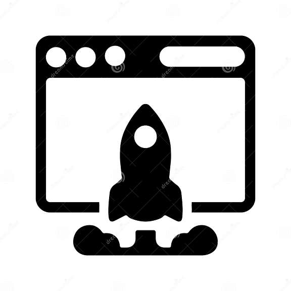 Browser, Launch, Startup Icon. Black Vector Graphics Stock Illustration ...