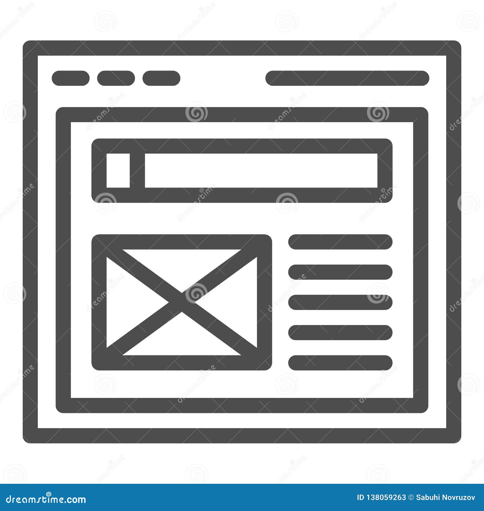 The Browser Line Icon. Website Window Vector Illustration Isolated on ...