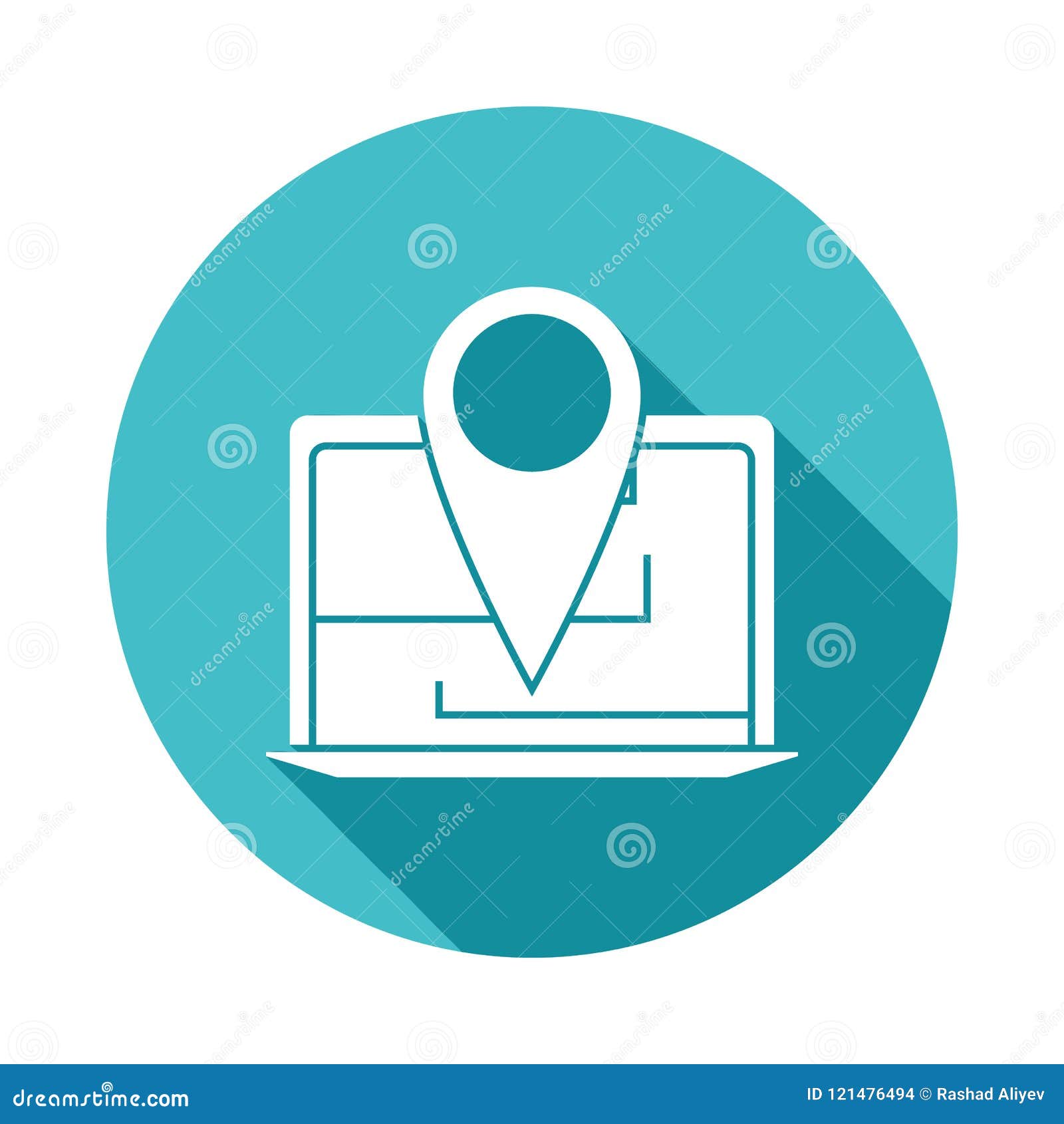 Browser Navigation Icon in Flat Long Shadow Style Stock Illustration ...