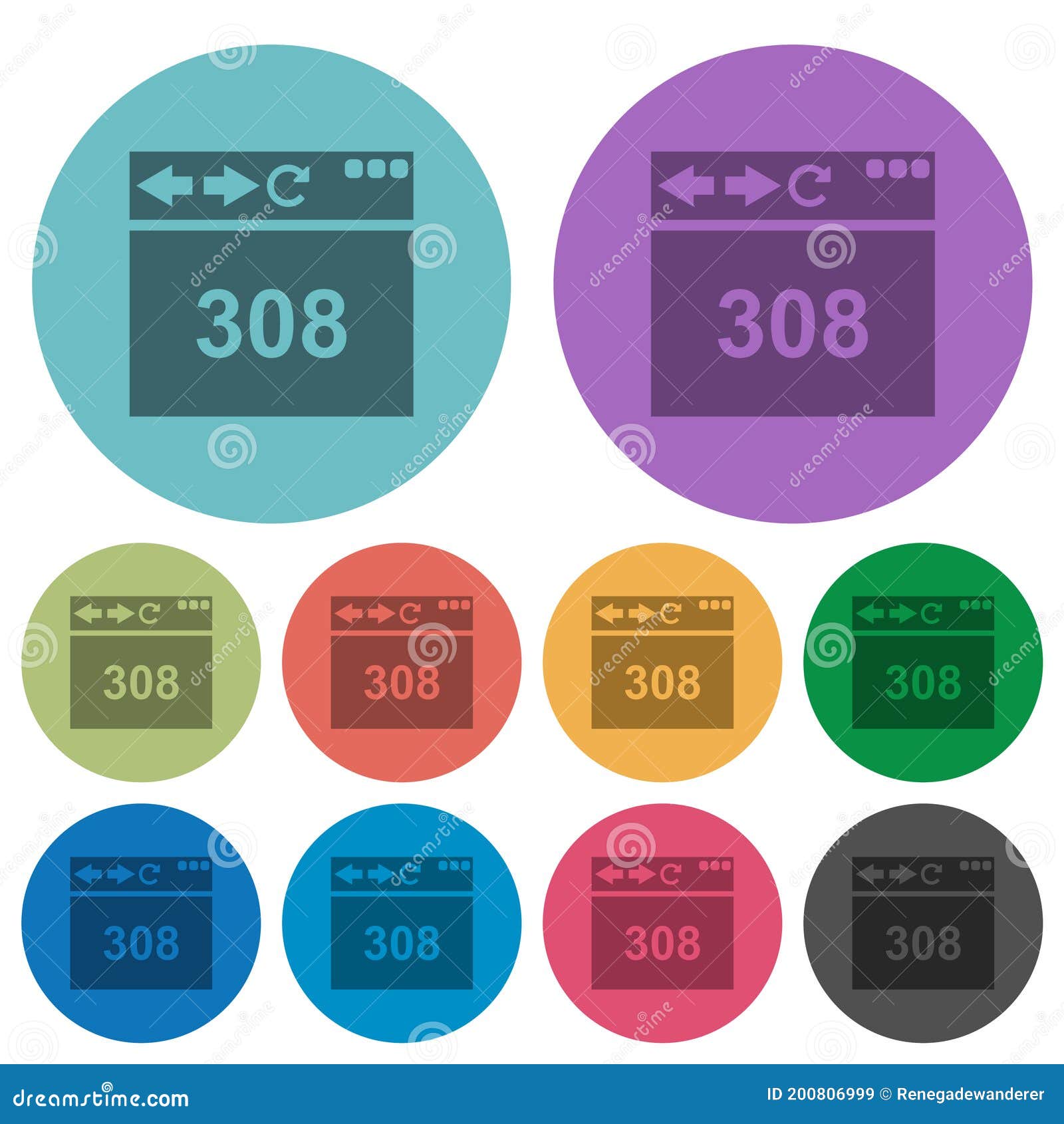 Browser 308 Permanent Redirect White Icons On Edged Square Buttons ...