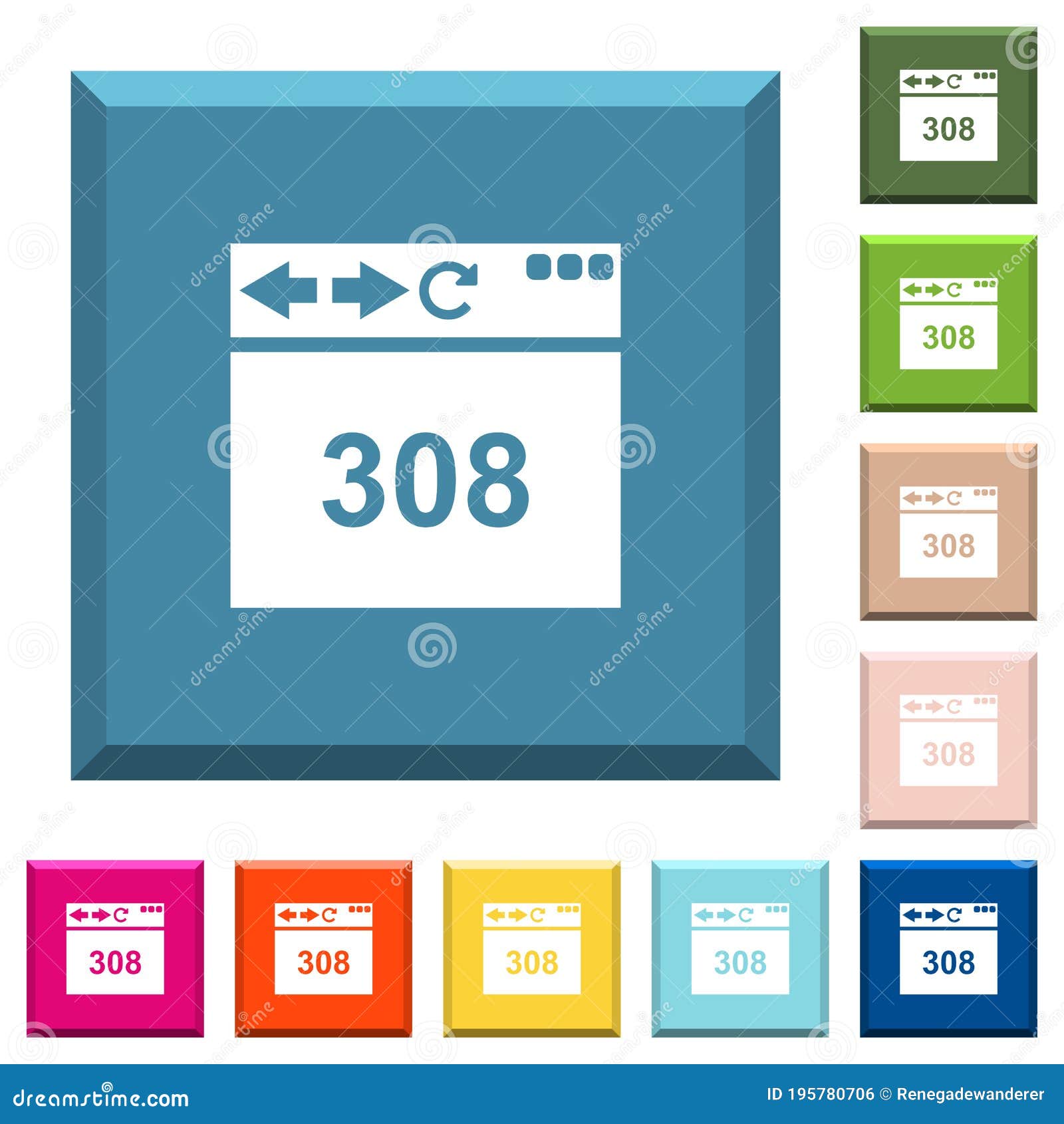 Browser 308 Permanent Redirect White Icons on Edged Square Buttons ...