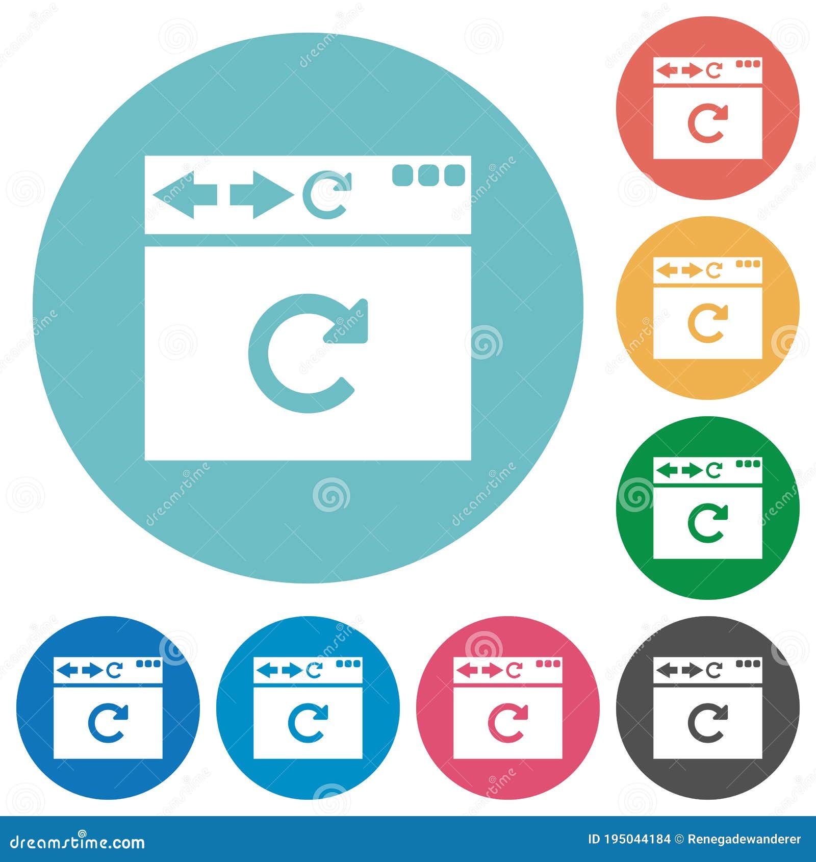 Browser Reload Flat Round Icons Stock Vector - Illustration of circular ...