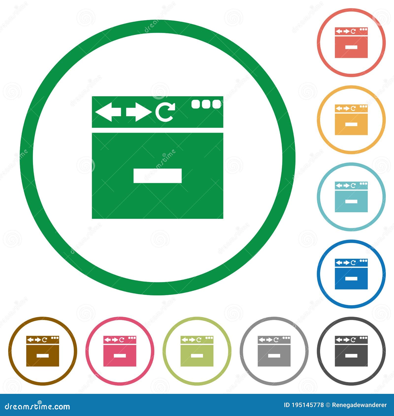Browser Remove Tab Flat Icons with Outlines Stock Vector - Illustration ...