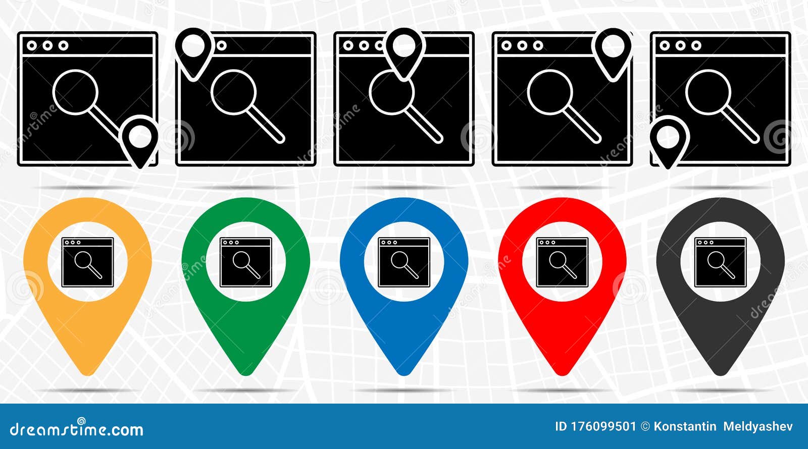 Browser, Search Icon in Location Set. Simple Glyph, Flat Illustration ...
