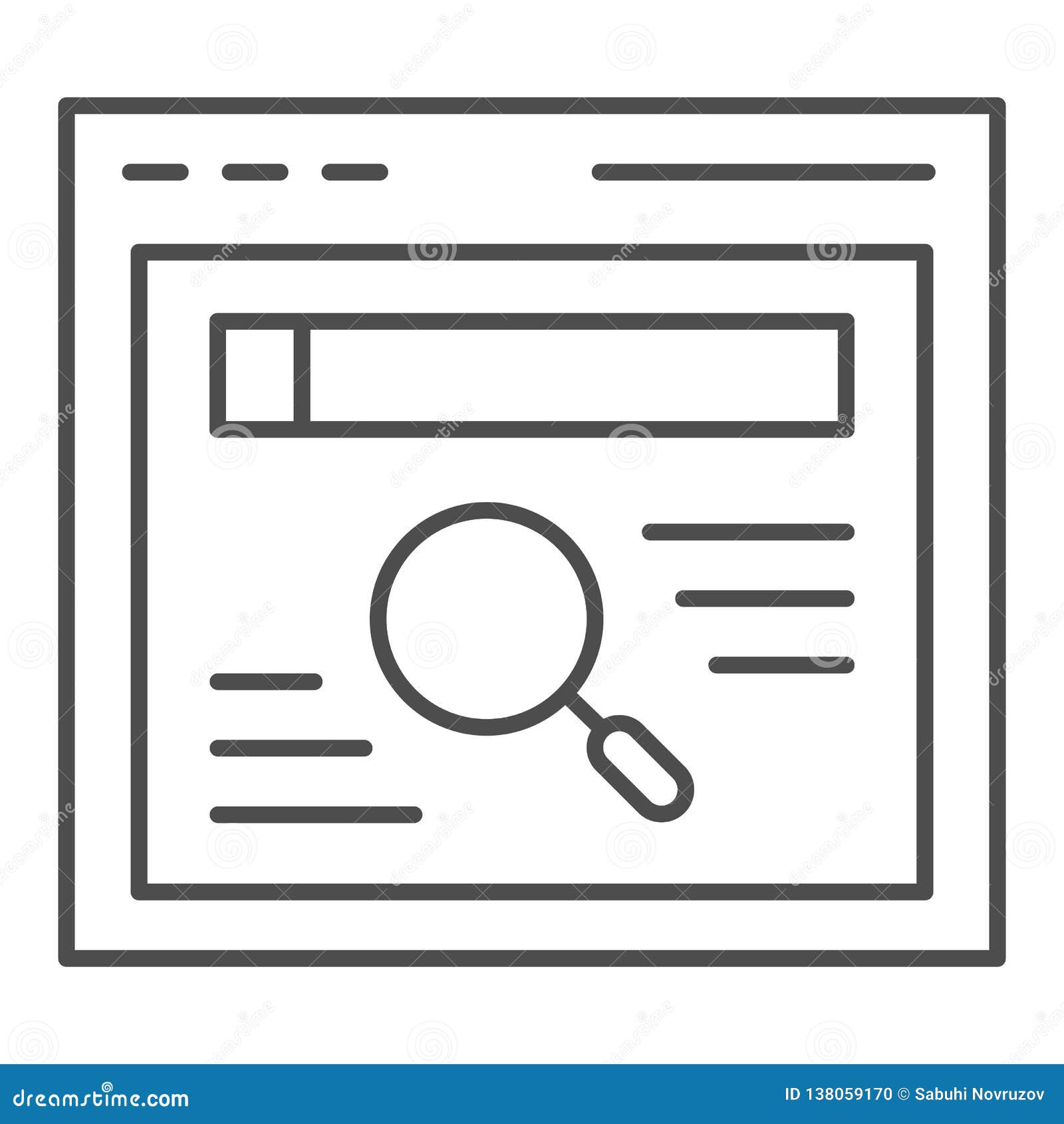 Browser Search Thin Line Icon. Web Search Vector Illustration Isolated ...