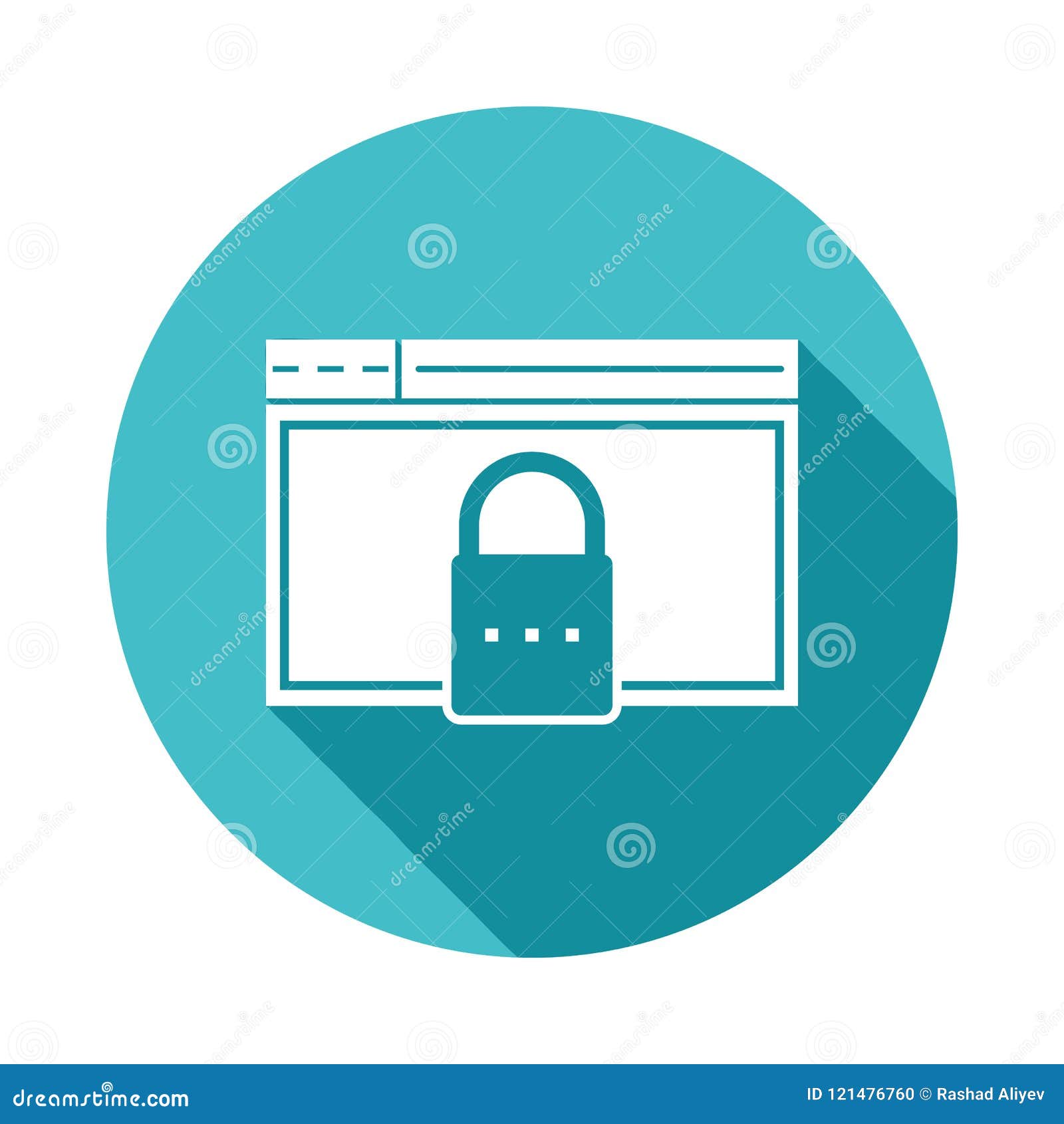 Browser Security Icon in Flat Long Shadow Style Stock Illustration ...