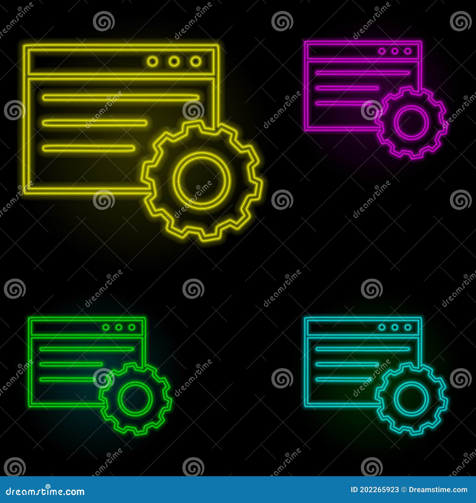 Browser Setup Neon Color Set Icon. Simple Thin Line, Outline Vector of ...