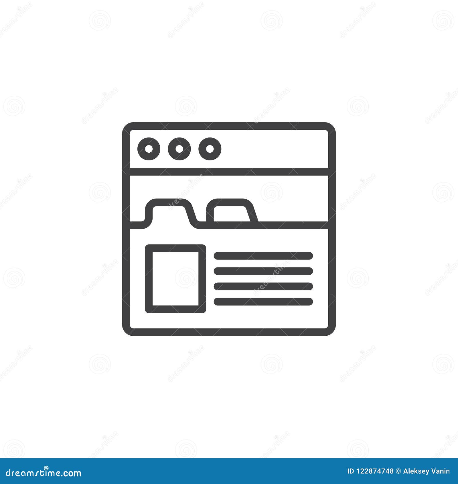 Browser Tabs outline icon stock vector. Illustration of stroke - 122874748