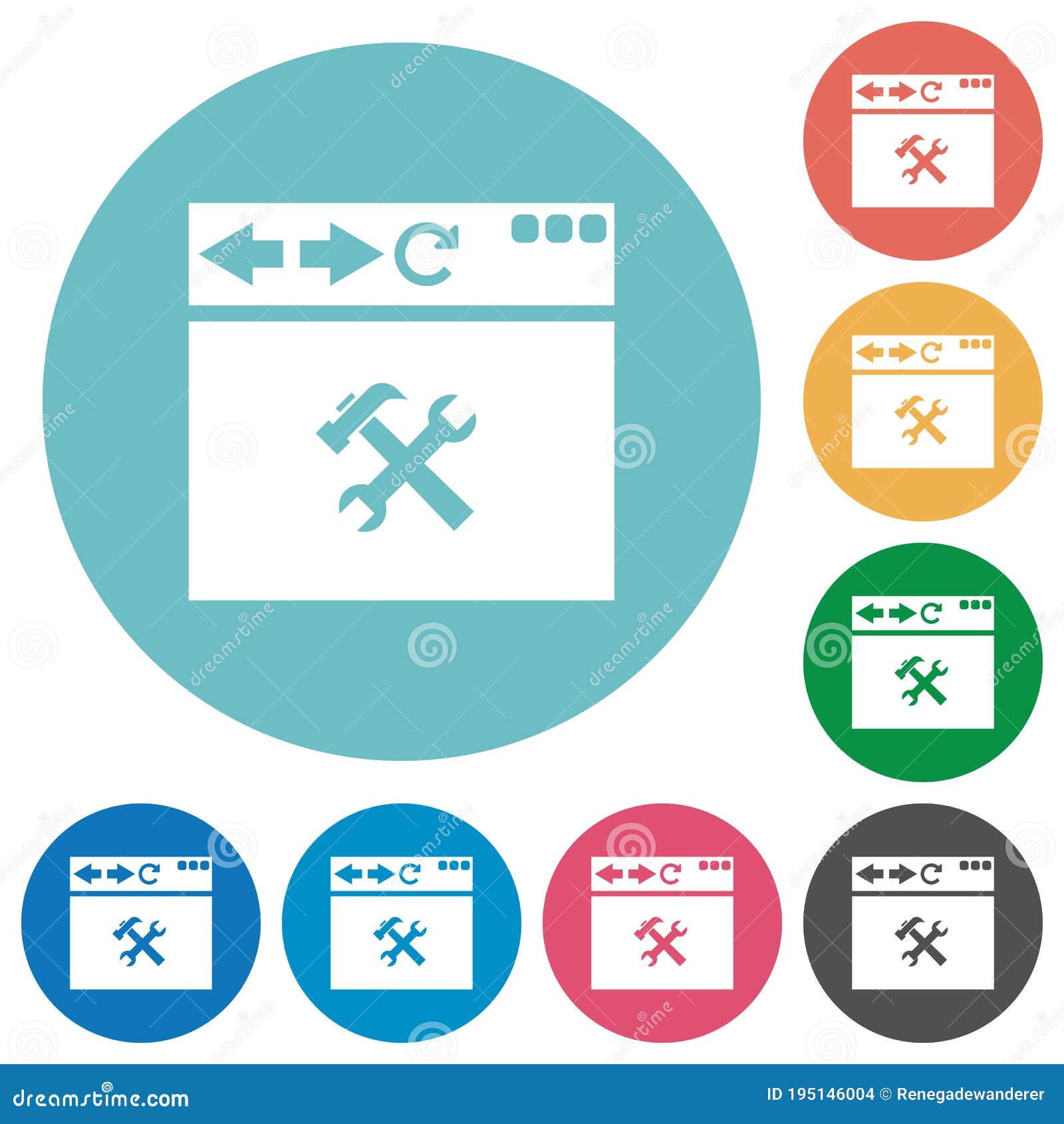Browser Tools Flat Round Icons Stock Vector - Illustration of sign ...