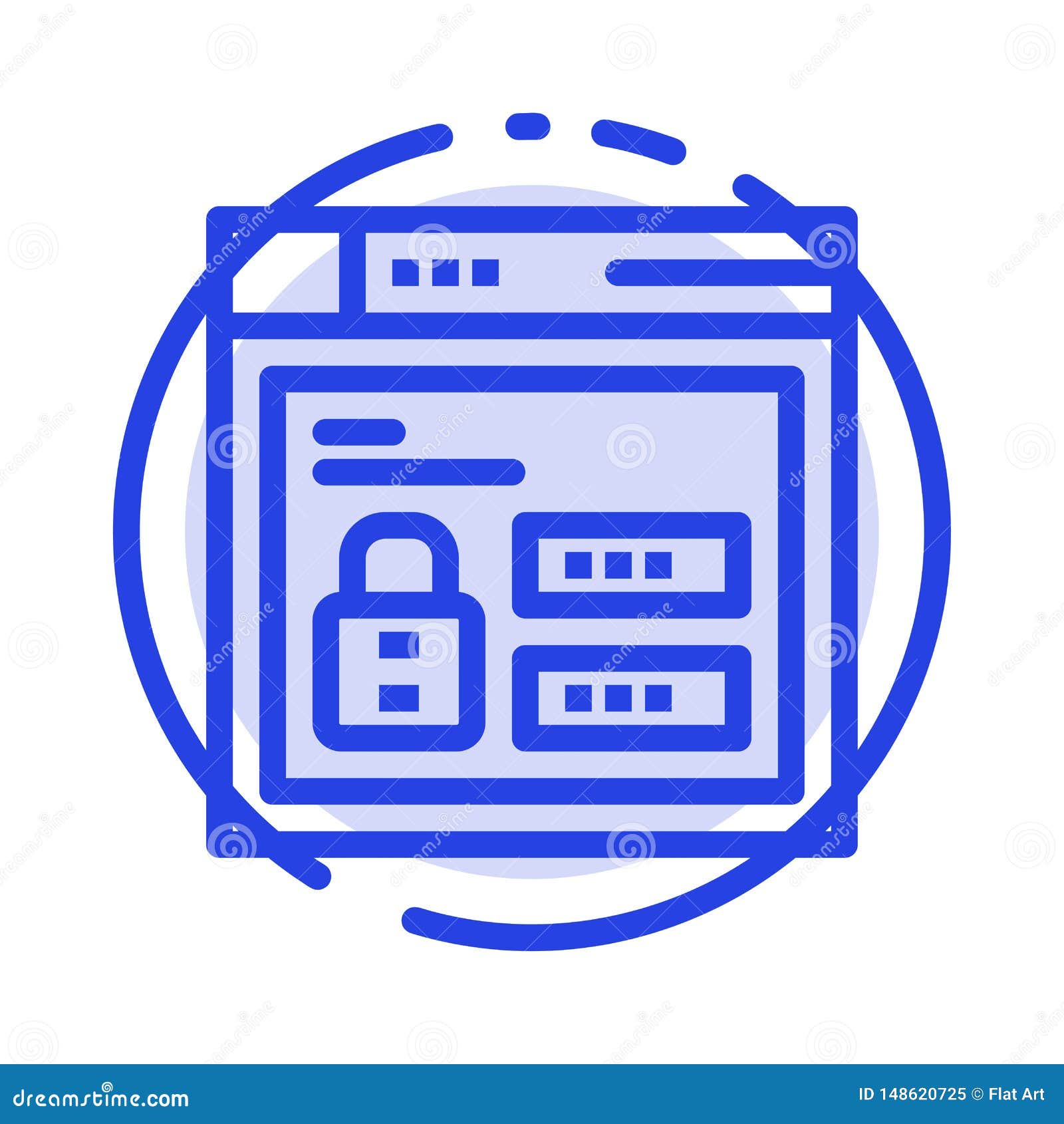 Browser, Web, Lock, Code Blue Dotted Line Line Icon Stock Vector ...