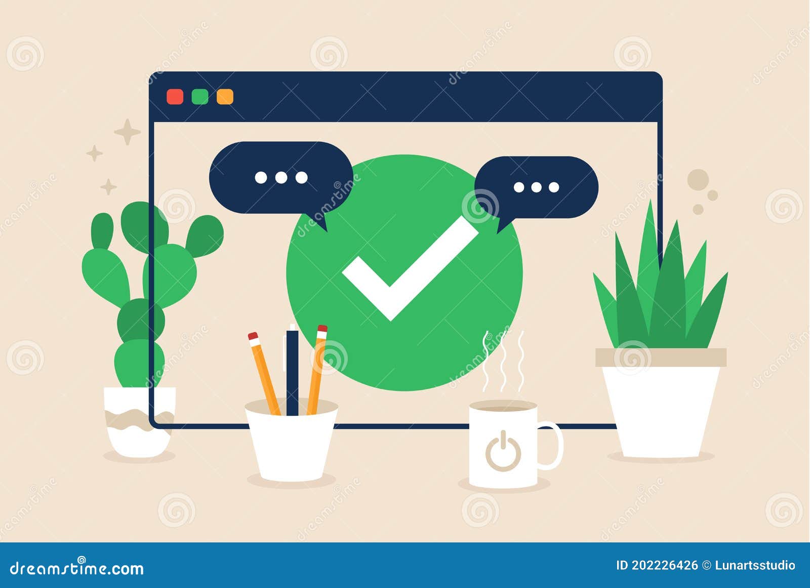 Browser, Web Site, Check Mark, Approve Icon. Simple Color with Vector Elements of Internet ...