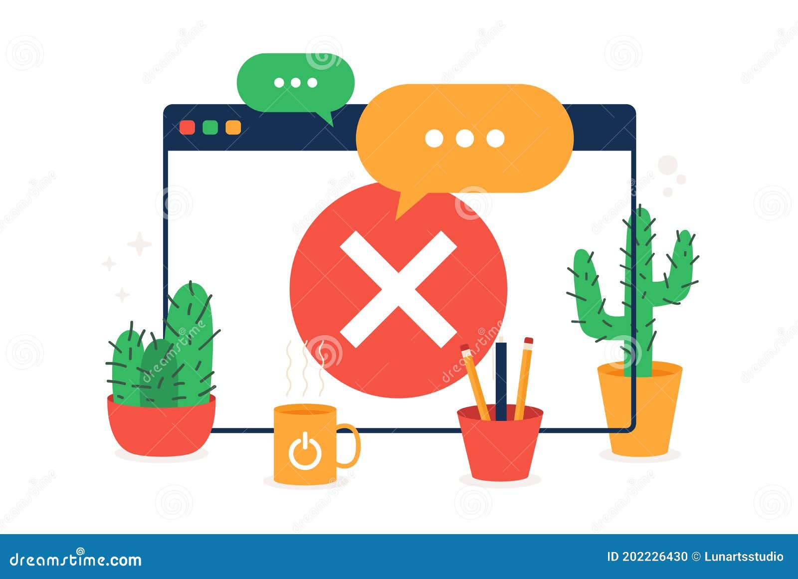 Browser, Web Site, Check Mark, Prohibit Icon. Simple Color with Vector ...