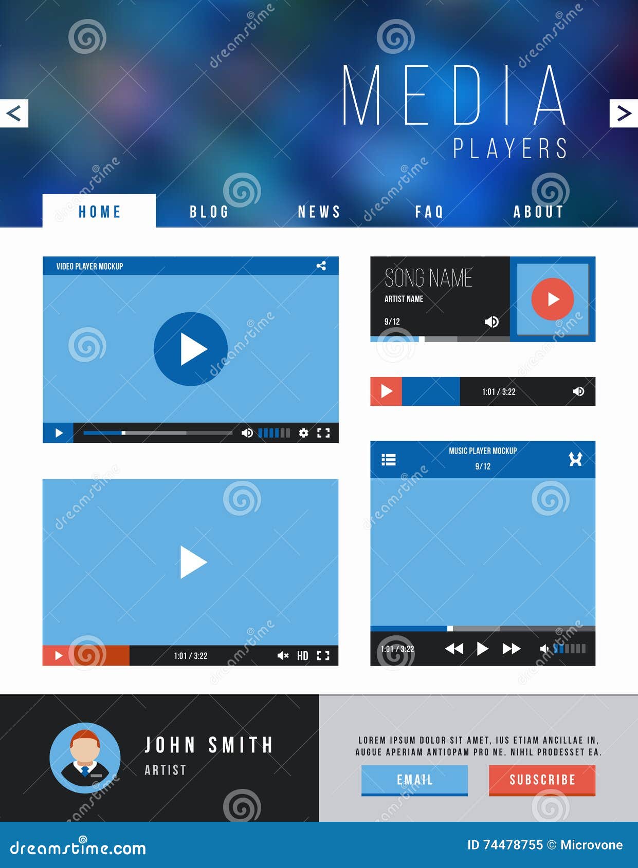 Browser Web Site Page with Video Player Ui Interface and Navigation ... Browser Web Site Page with Video Player Ui Interface and Navigation ...