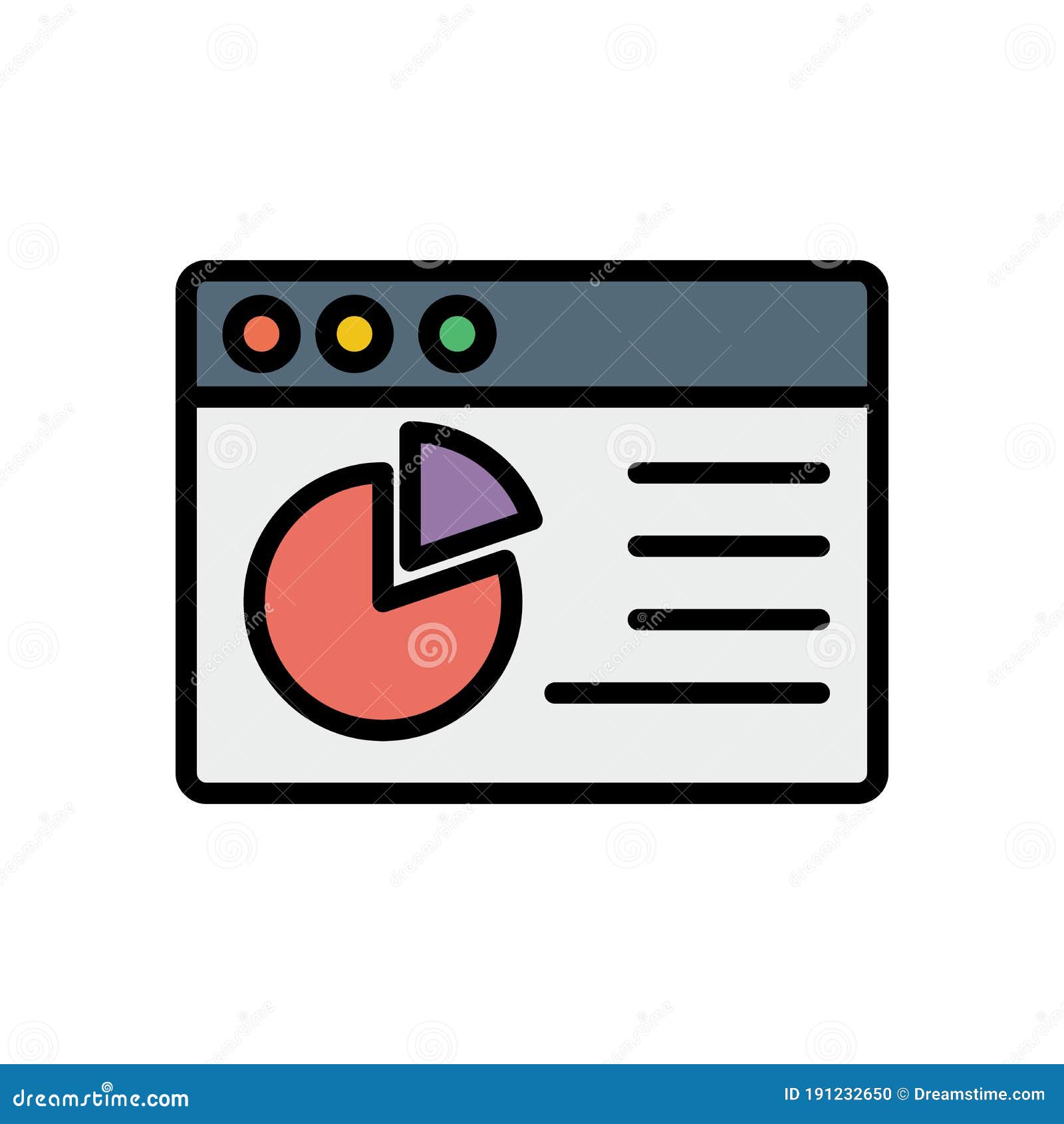 Browser, Web Site, Pie, Chart Icon. Simple Color with Outline Vector ...