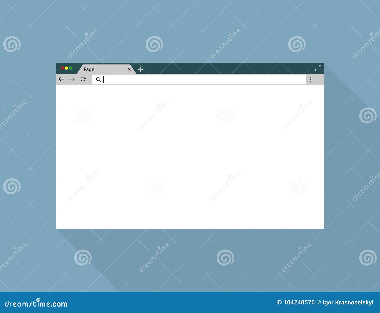 Browser Window on Blue Back Ground. Flat Style Editorial Image ...