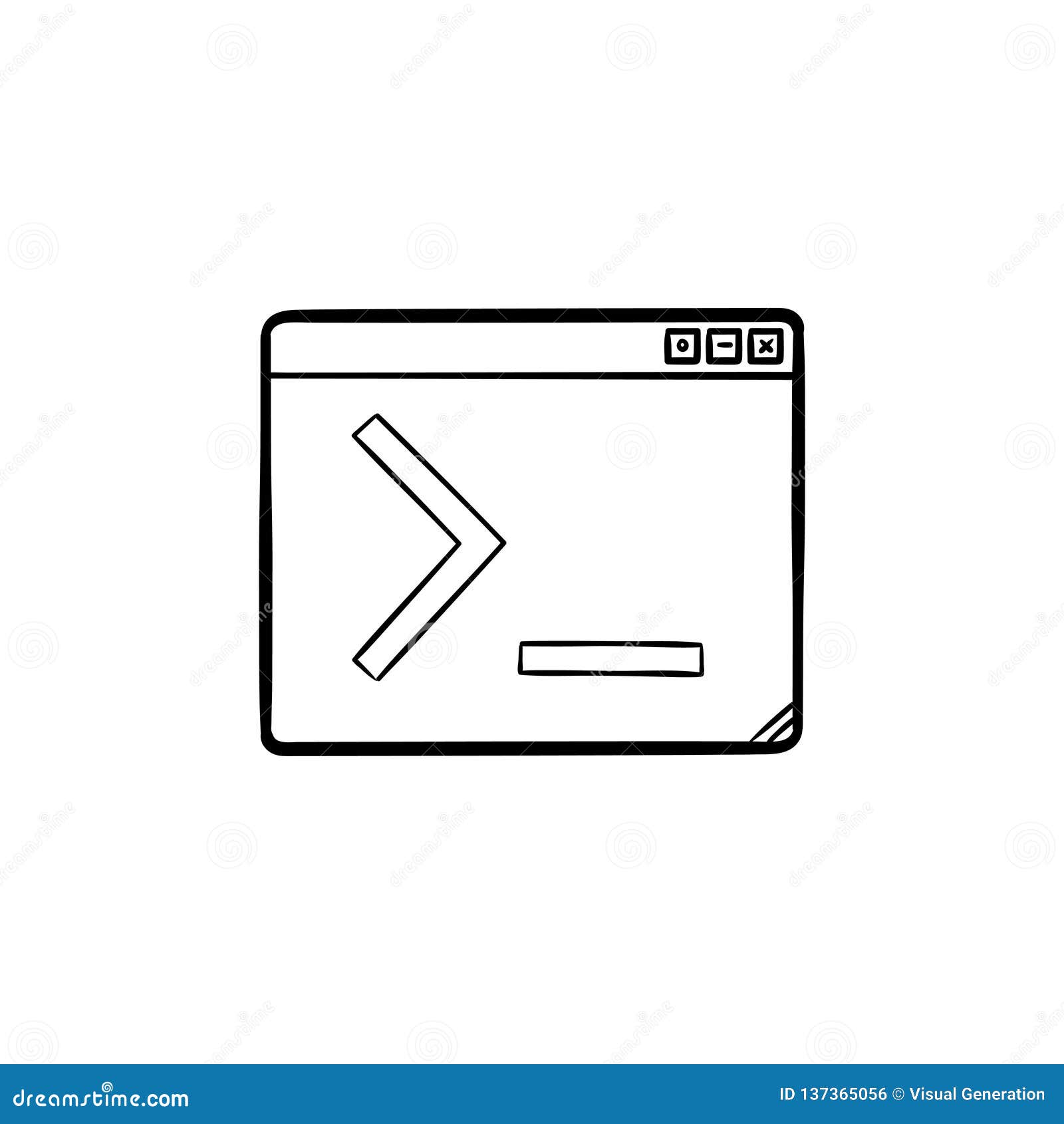 Browser Window with Command Line Hand Drawn Outline Doodle Icon. Stock ...