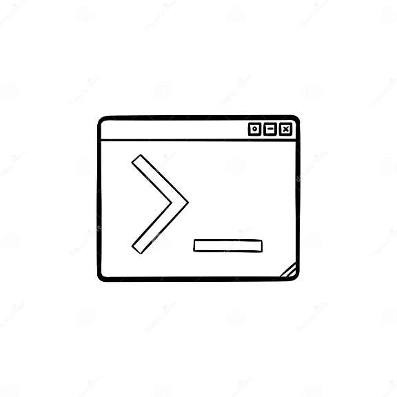 Browser Window with Command Line Hand Drawn Outline Doodle Icon. Stock ...
