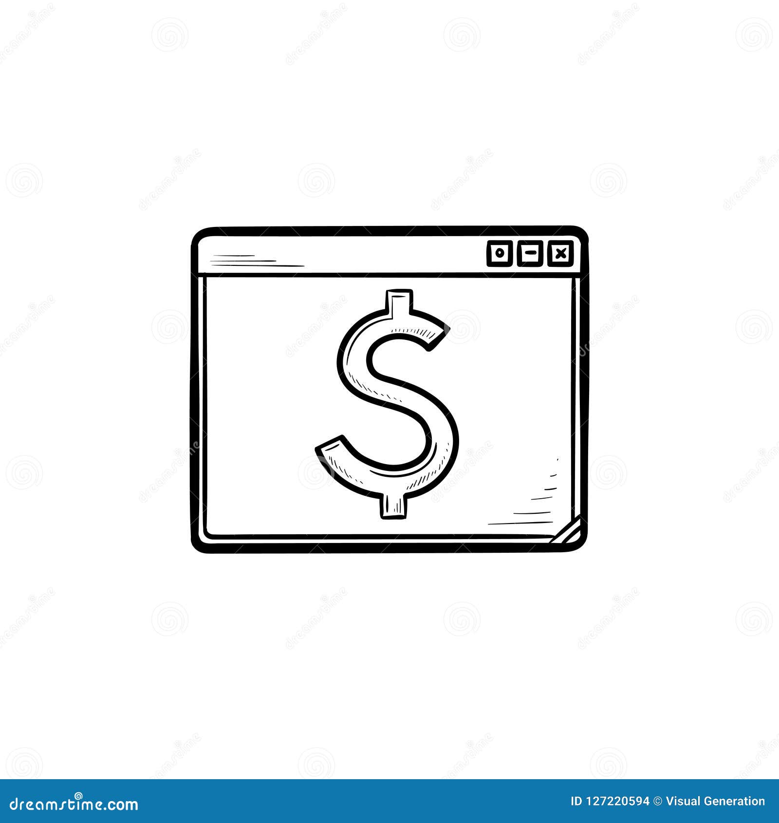 Browser Window with Dollar Sign Hand Drawn Outline Doodle Icon. Stock ...