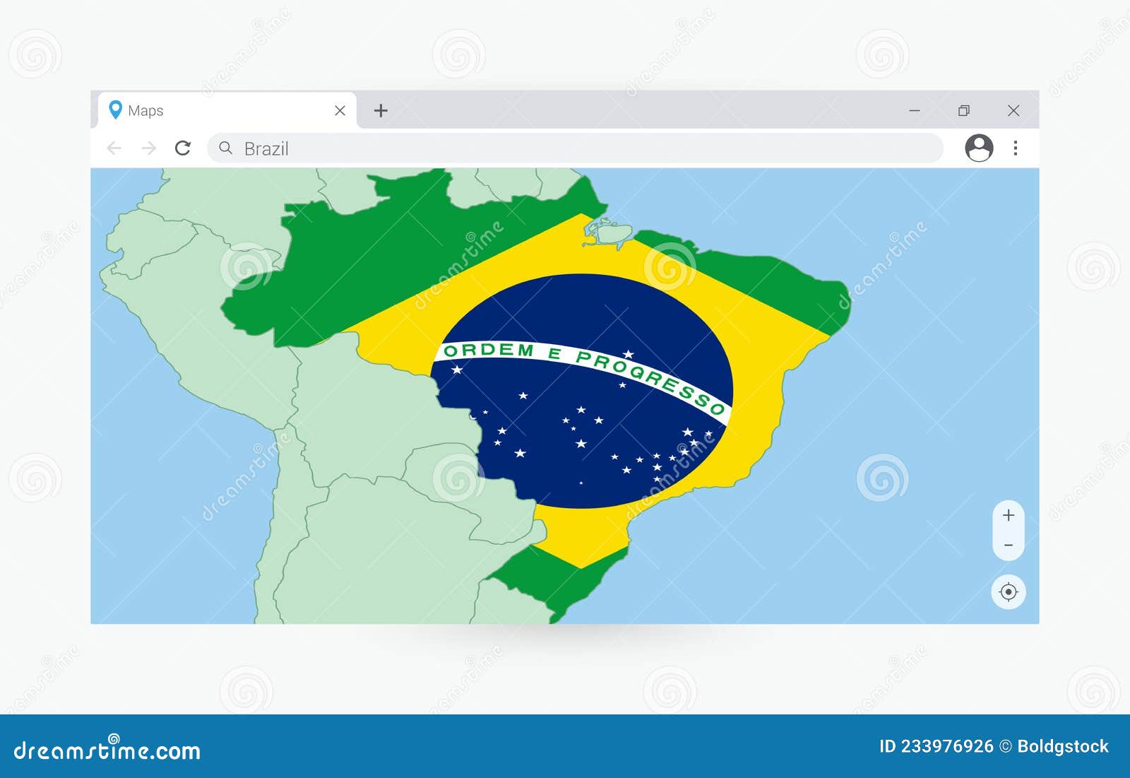 Browser Window with Map of Brazil, Searching Brazil in Internet Stock ...