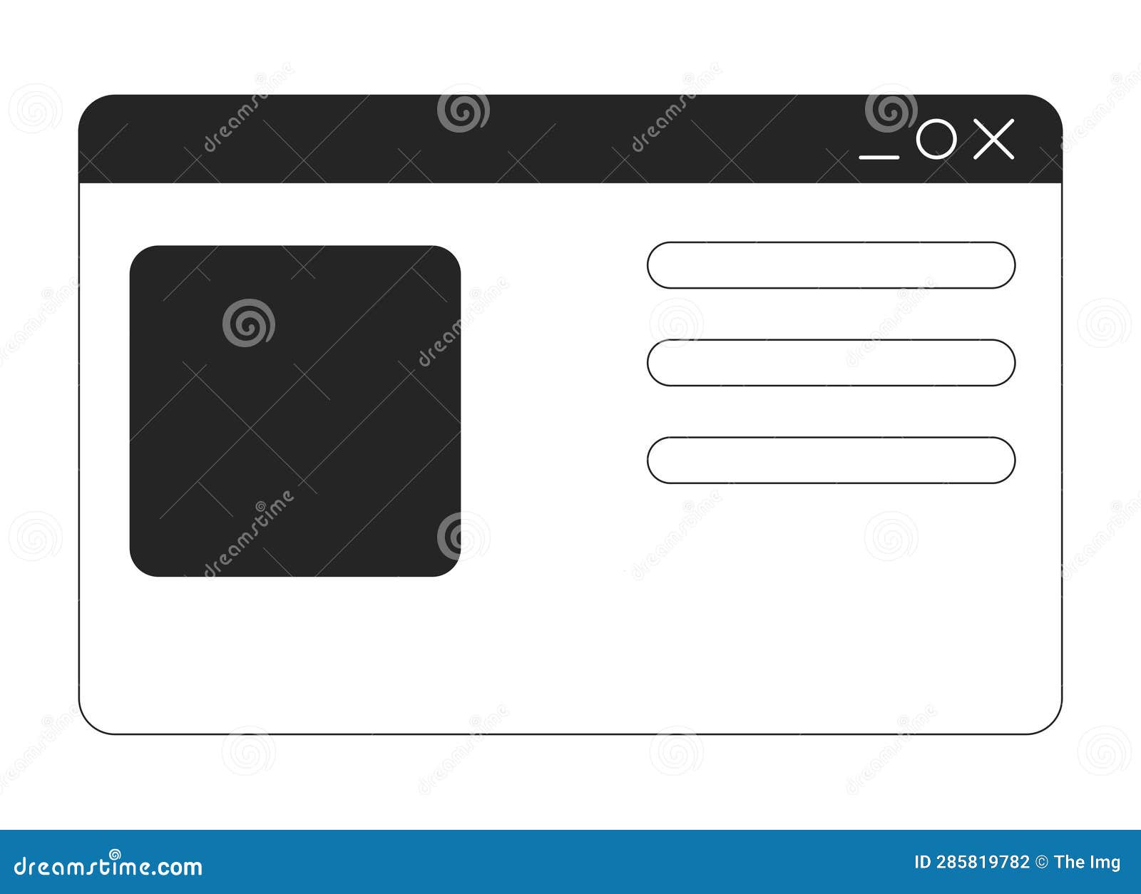 Browser Window Mockup Flat Monochrome Isolated Vector Object Stock ...
