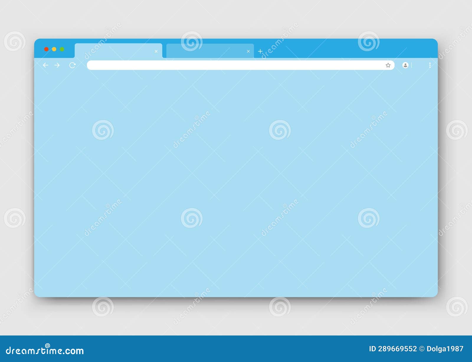 Browser Window. Realistic Blue Empty Browser Window with Toolbar ...