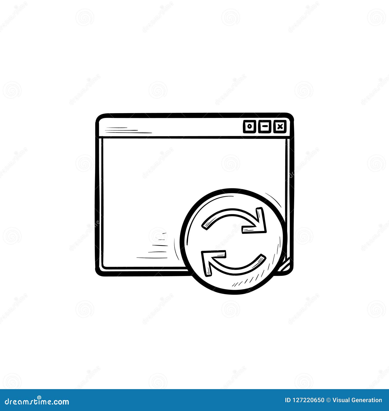 Browser Window with Restart Button Hand Drawn Outline Doodle Icon ...