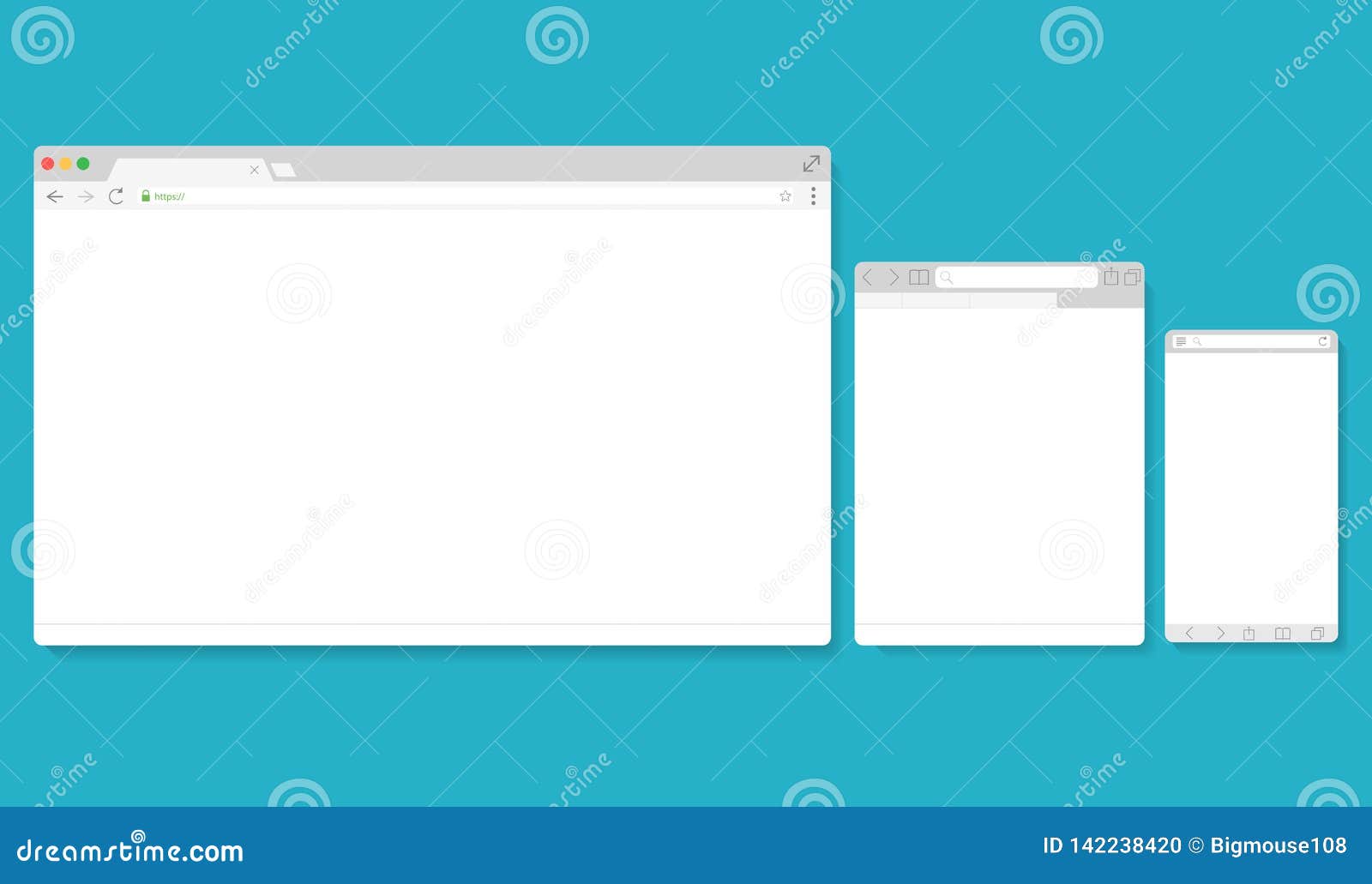 Browser Windows Empty Template Mockup Set. Vector Stock Vector ...