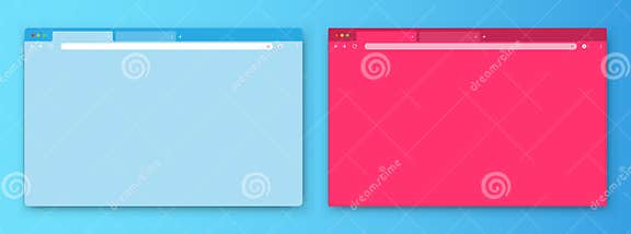 Browser Windows. a Set of Realistic Empty Blue and Pink Browser Windows ...