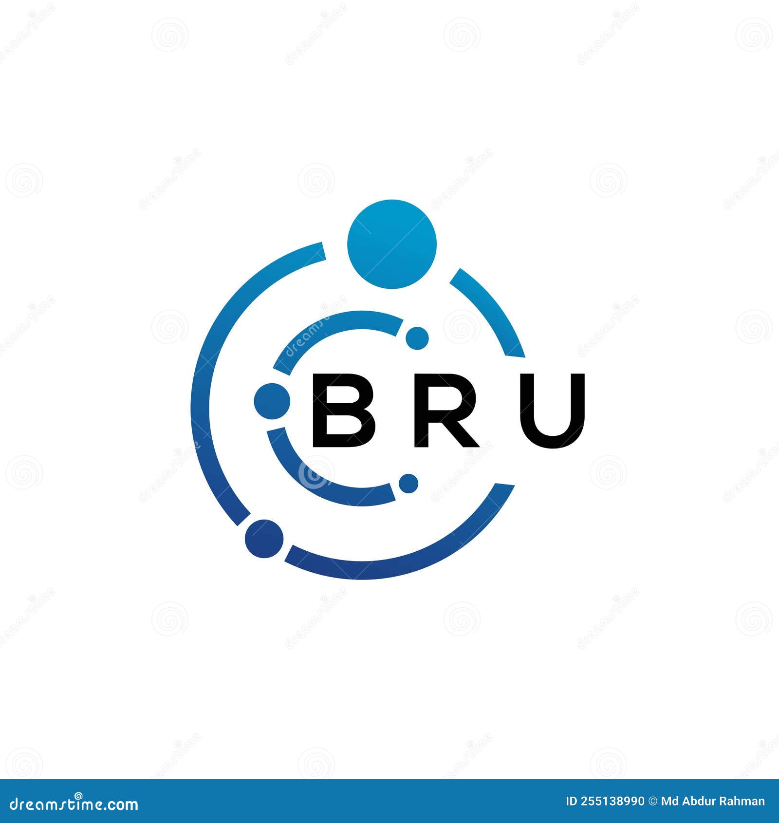 BRU Letter Logo Design on White Background. BRU Creative Initials ...