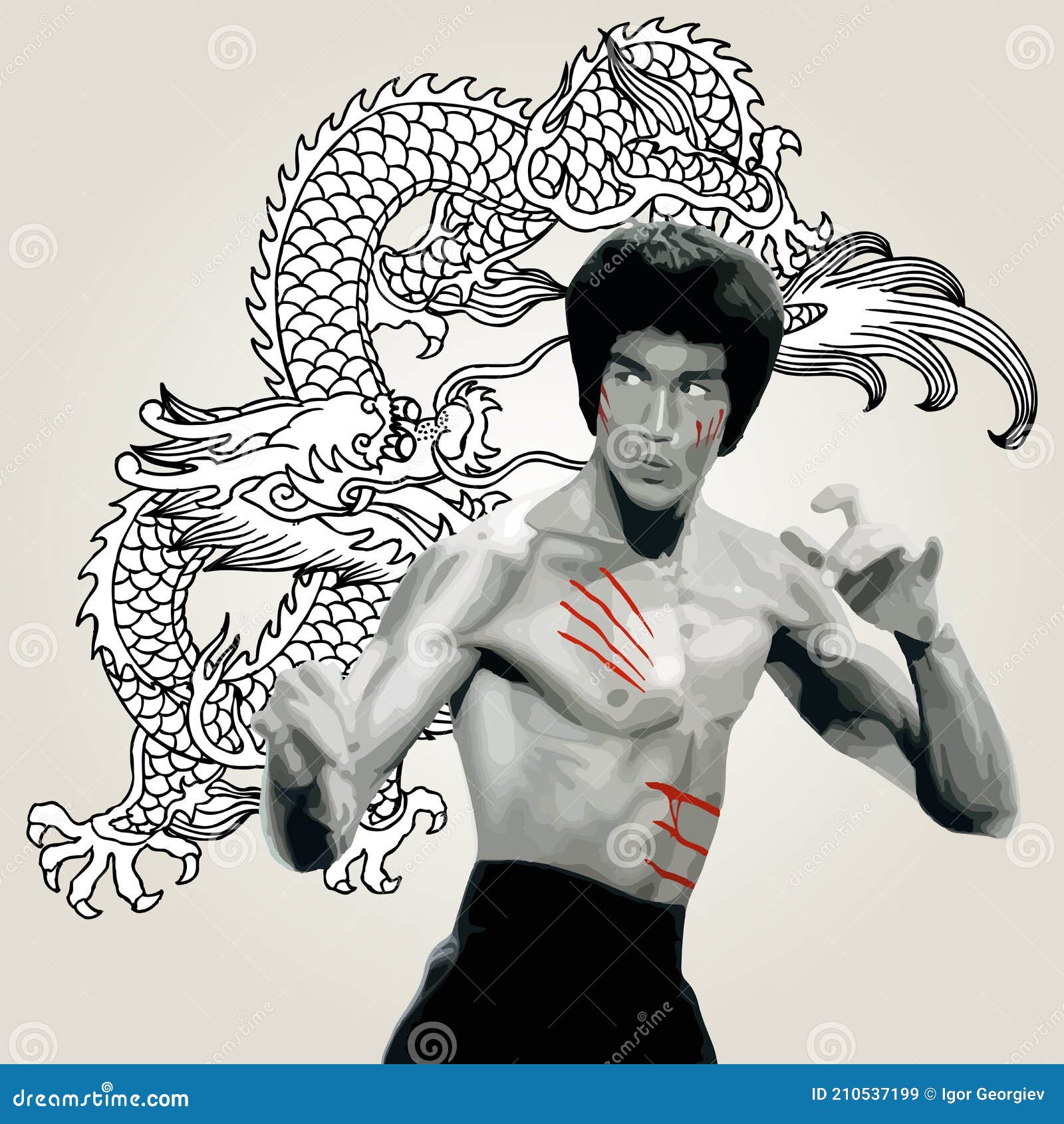 Bruce Lee Colored Vector Illustration Poster Template Editorial Stock ...