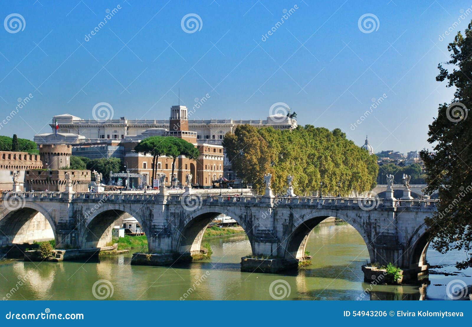 Brug En Kasteel Sant Angelo, Rome Italië Stock Foto - Image of ...