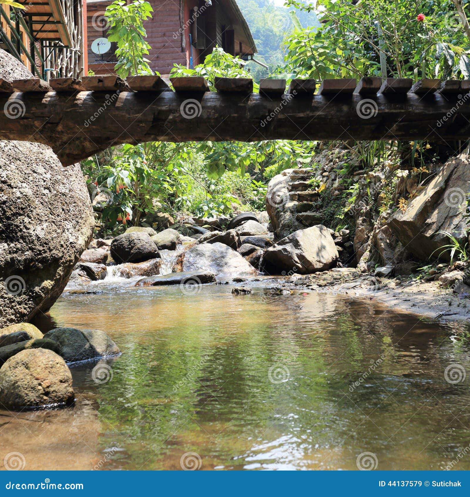 Brug Houten Plank Boven De Rivier Stock Afbeelding - Image of vers ...