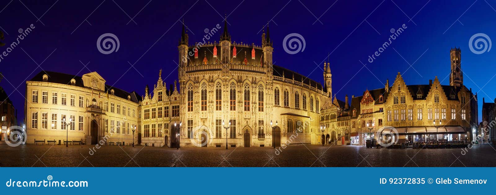 BRUGES, BELGIUM - April 23, 2017: Panoramic View of Burg Square Stock ...