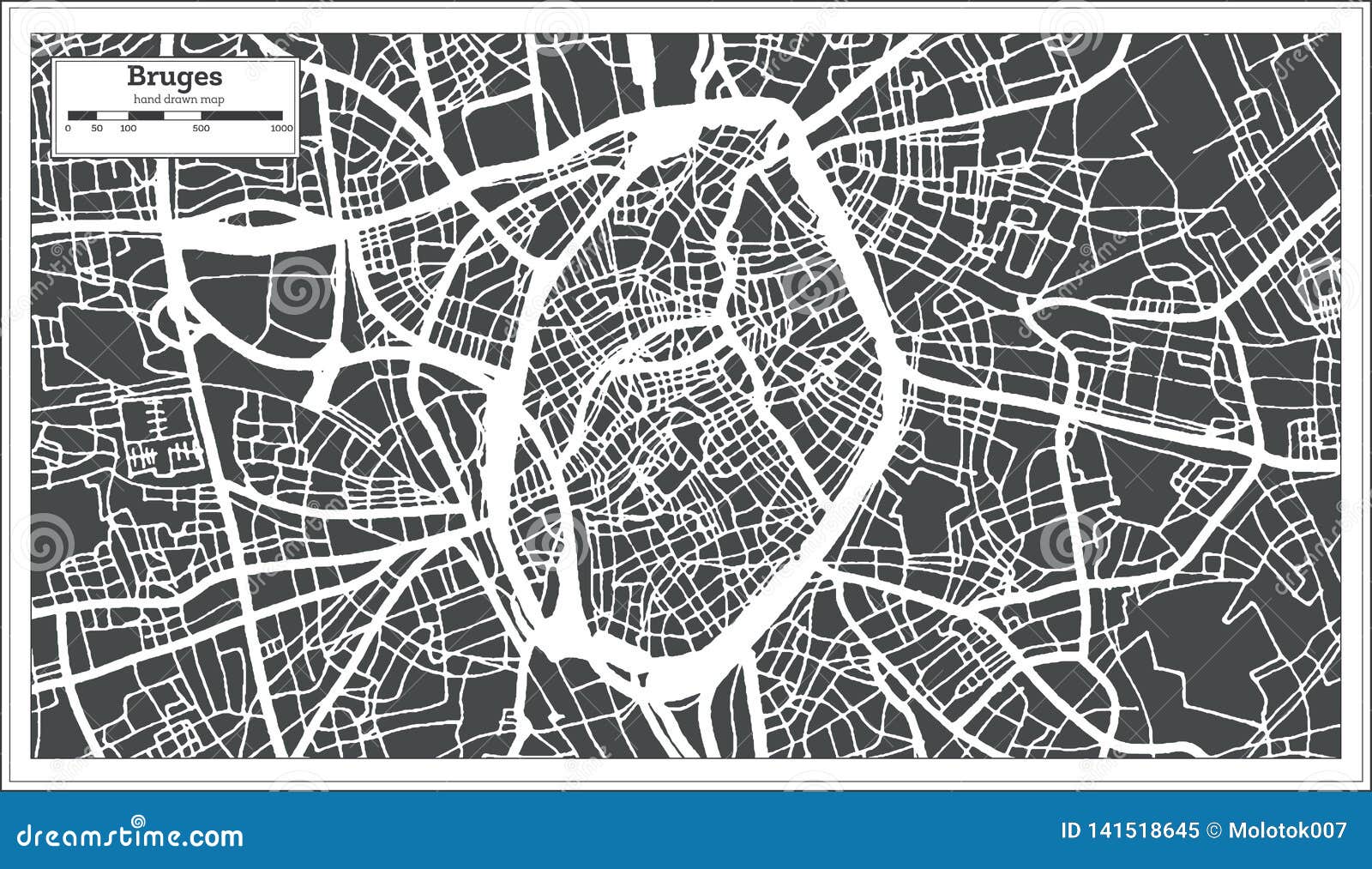 Bruges City Kingdom Of Belgium, Flemish Region Map Vector Illustration ...