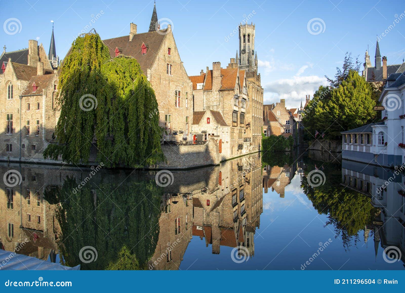 Brugge City Center Reflection on Water Editorial Stock Image - Image of ...