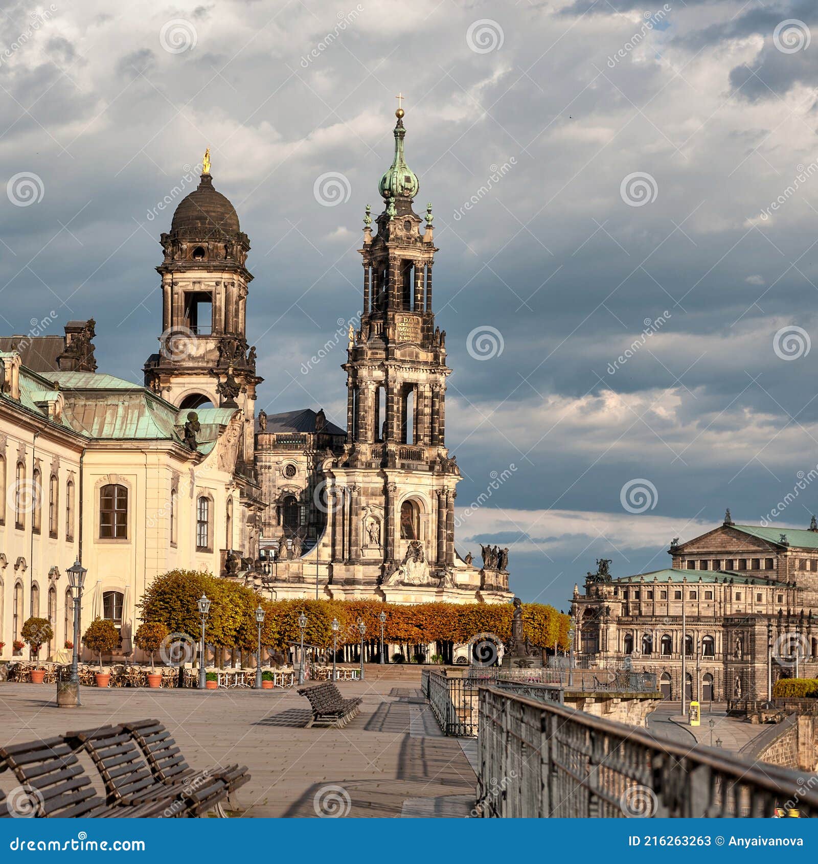 Bruhl Terrace in Dresden Under Dramatic Sky Stock Image - Image of ...